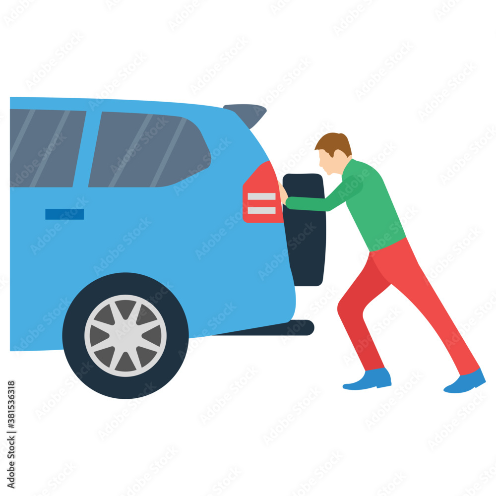 Pushing Car Clipart