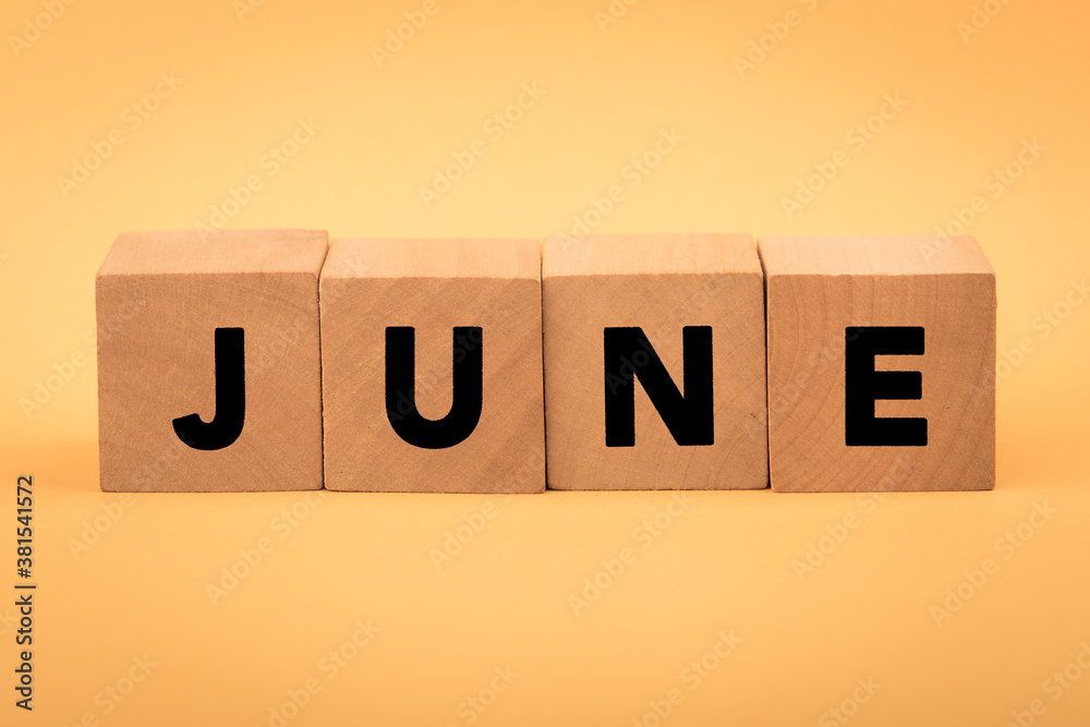 June Concept Wooden Cube Blocks Stock Photo | Adobe Stock