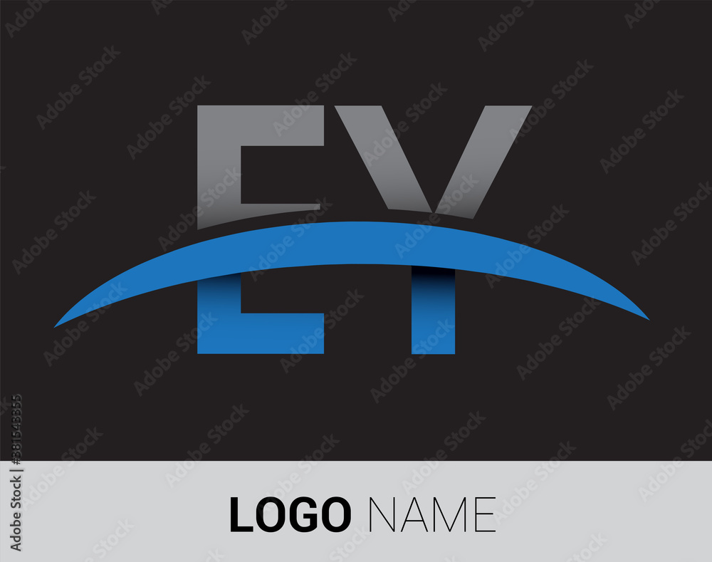 EY initial logo company name colored grey and blue swoosh design. Stock ...