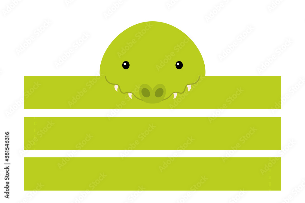 Printable crocodile paper hat. Party crown die cut template for ...