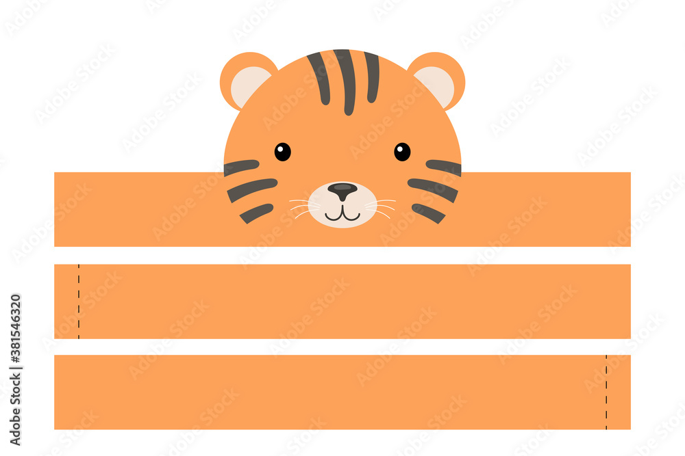 Printable tiger paper hat. Party crown die cut template for birthday ...