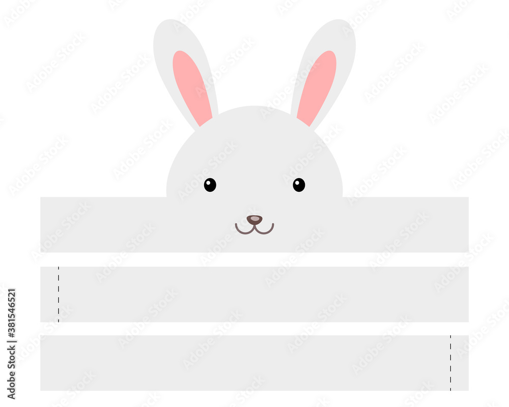 Printable hare paper hat. Party crown die cut template for birthday ...