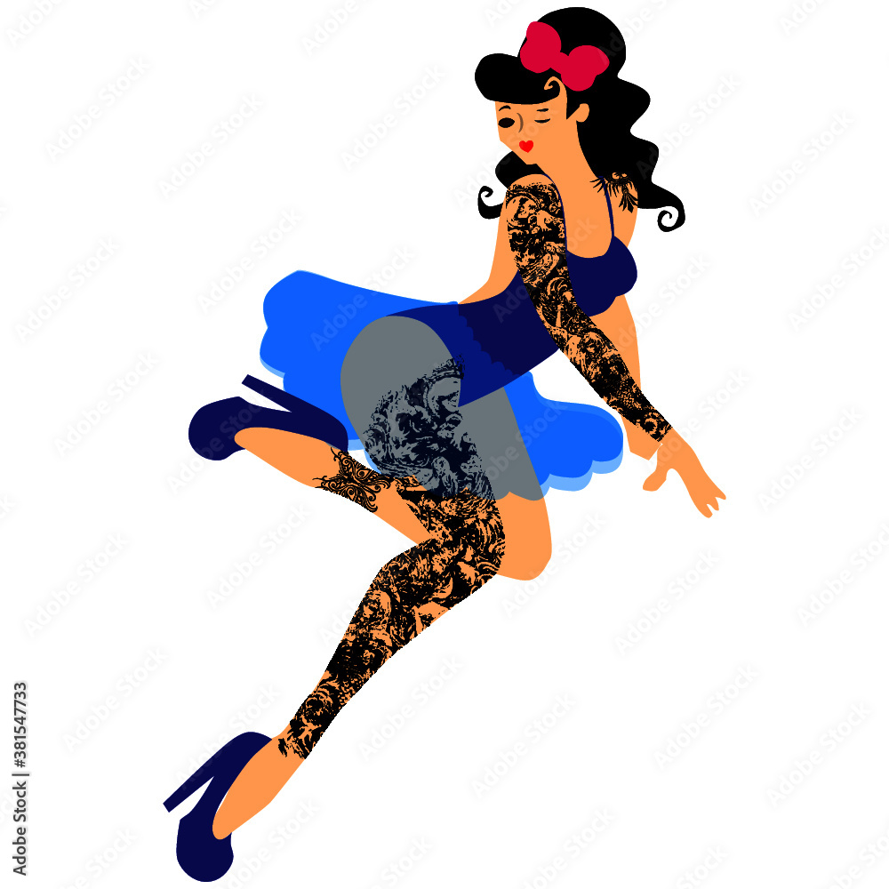 Rockabilly Pinup Girl Stock Vector | Adobe Stock