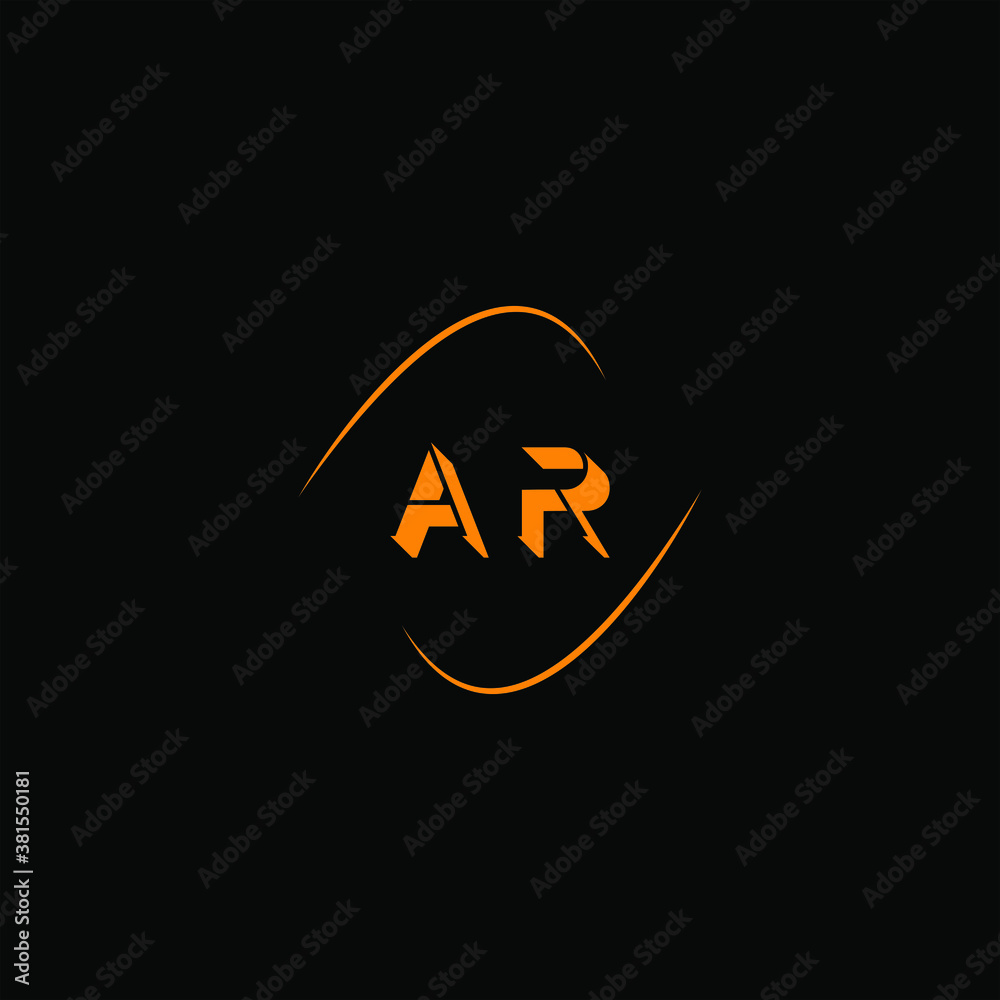 A R letter logo monogram design on black color background Stock Vector ...