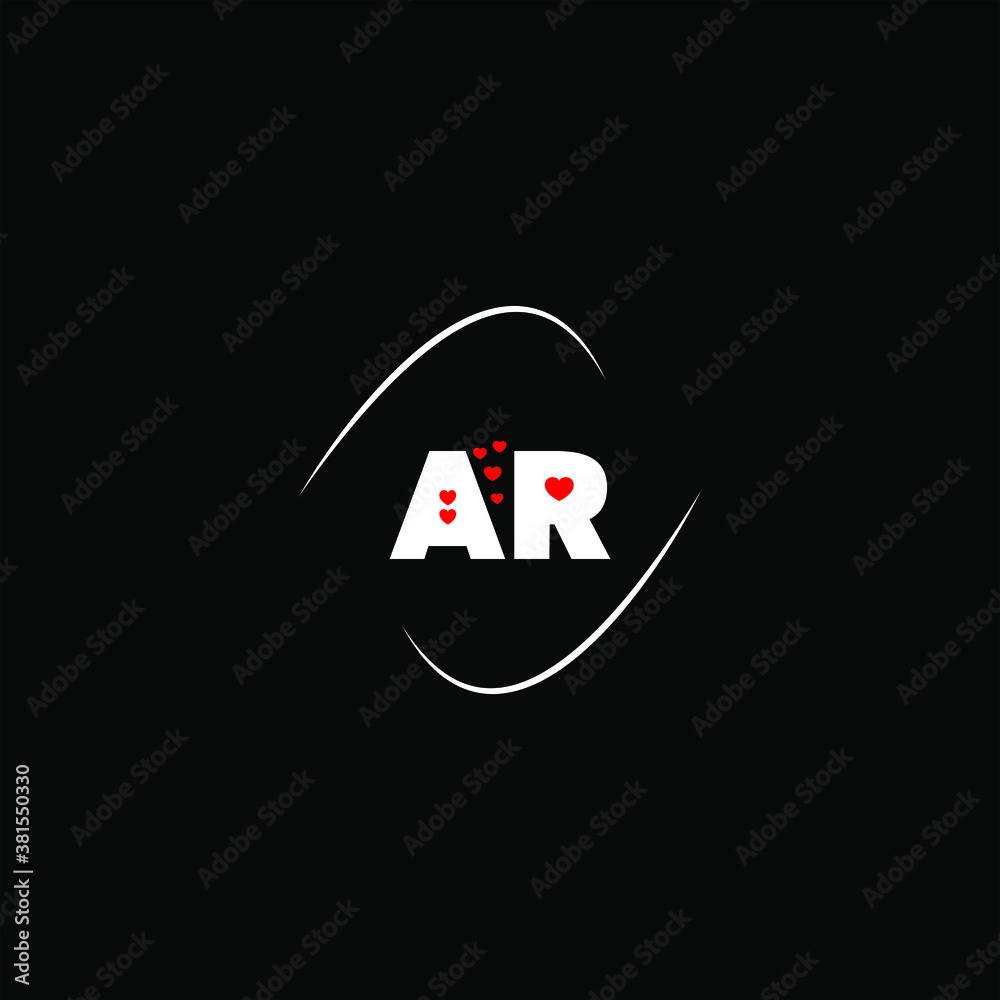 A R letter logo monogram design on black color background Stock Vector ...