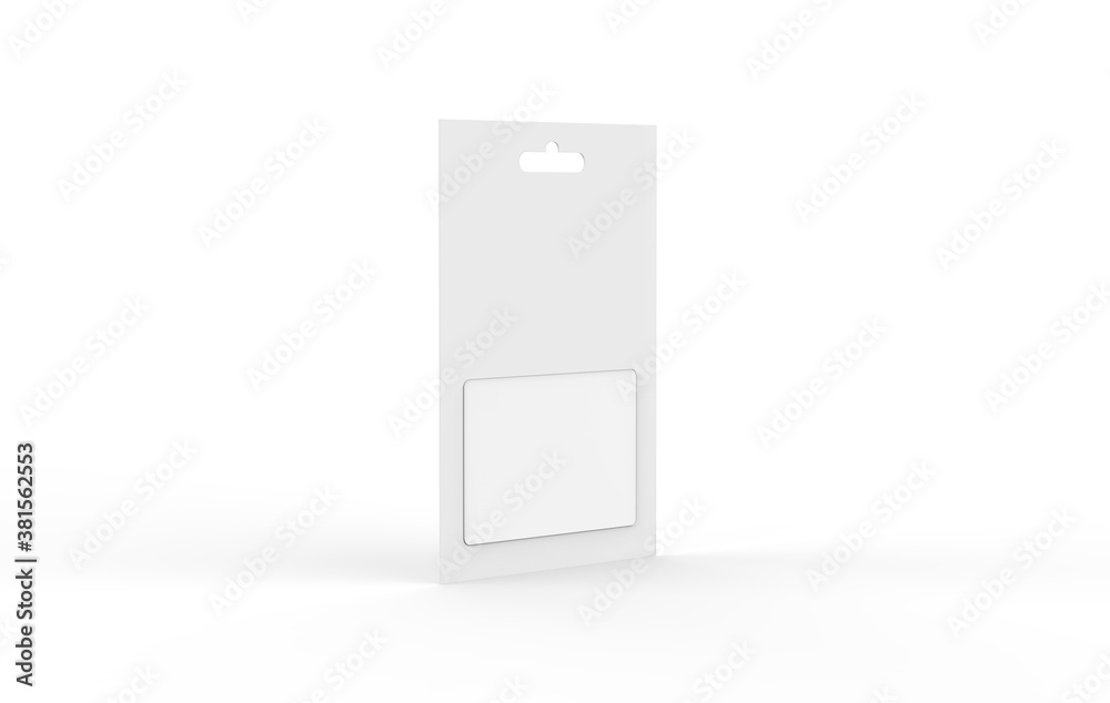 Gift card in blister pack mockup template on isolated white background ...