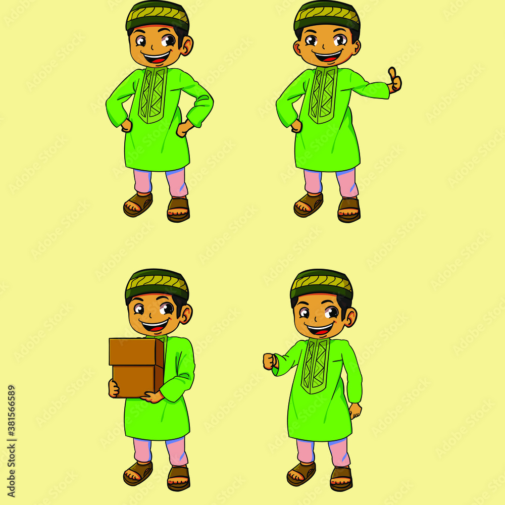 kid muslim vector illustration, cartoon Stock Vector | Adobe Stock
