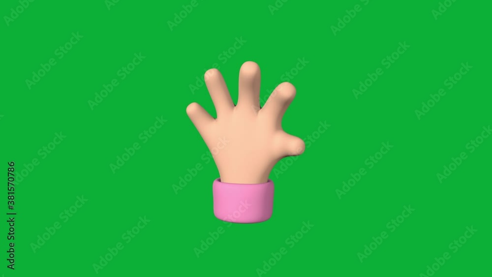Emoji style waving hand gesture animation isolated on chroma key green ...