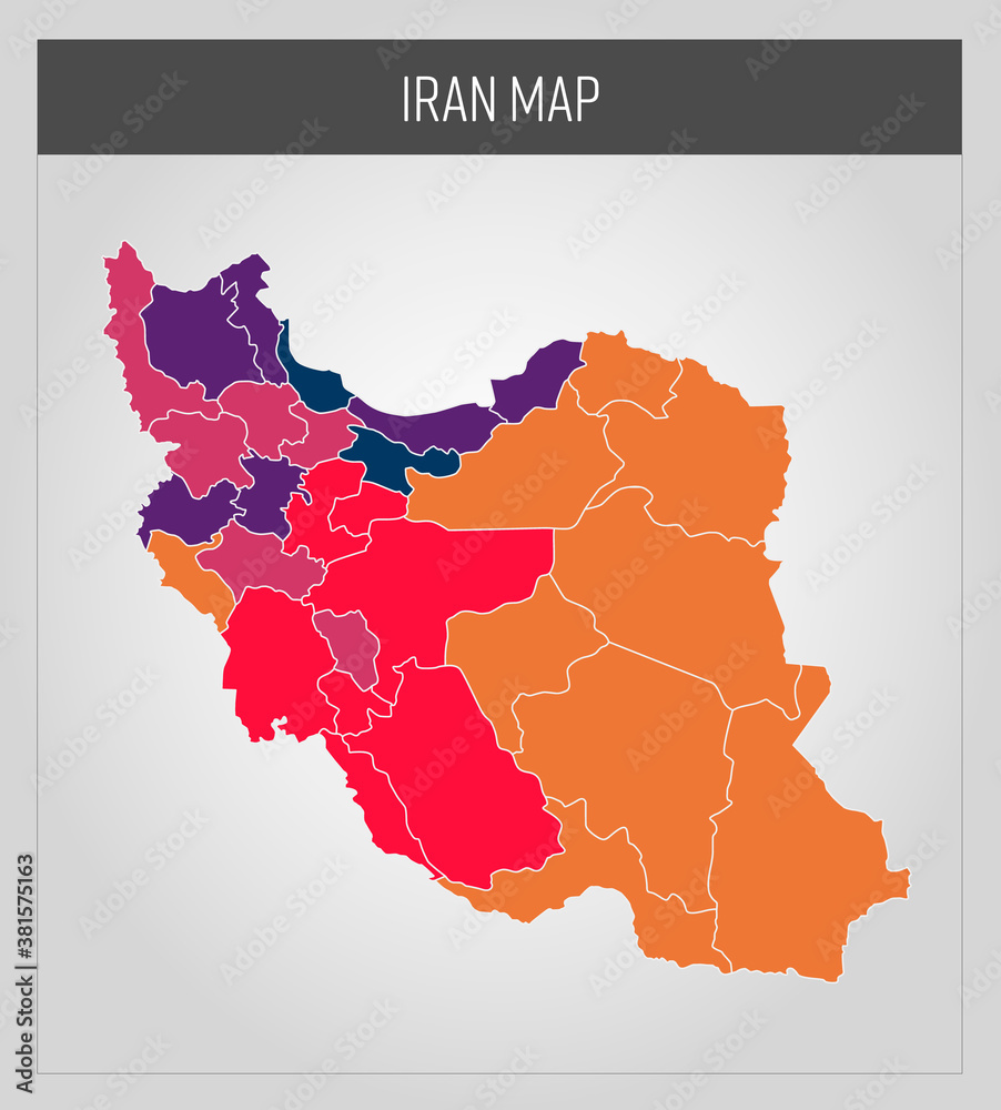 Iran map, colorful map in vector Stock Vector | Adobe Stock