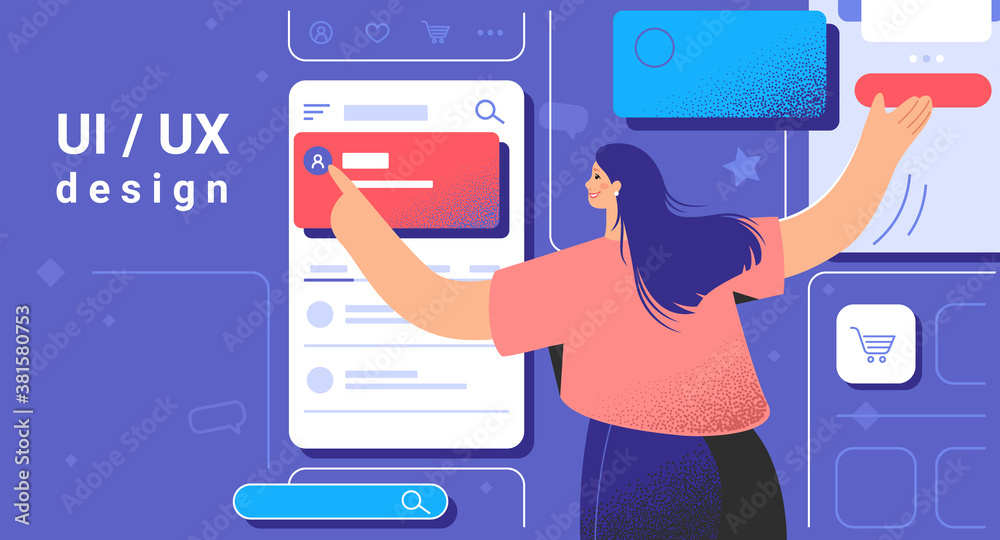 Creative process of graphic designer or web developer. Flat vector ...