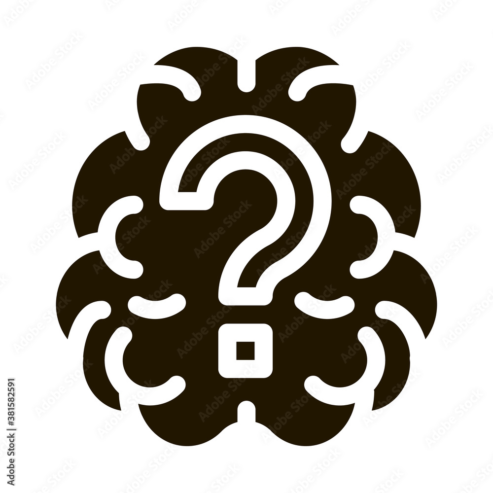 Brain And Question Mark glyph icon vector. Brain And Question Mark Sign ...