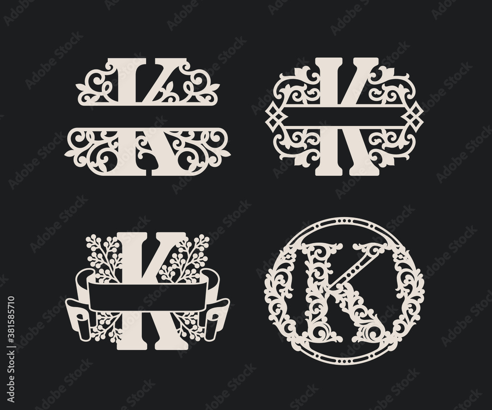 Alphabet Split Monograms, Split Letter Monogram, Alphabet Frame Font ...