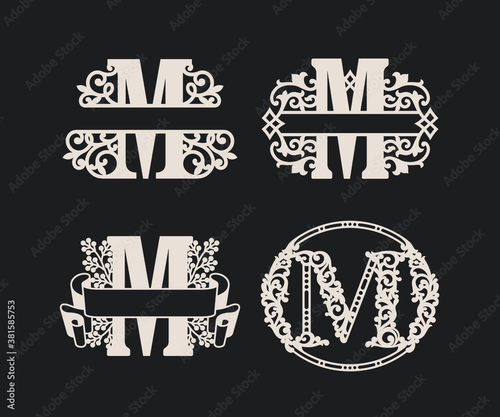 Alphabet Split Monograms, Split Letter Monogram, Alphabet Frame Font ...