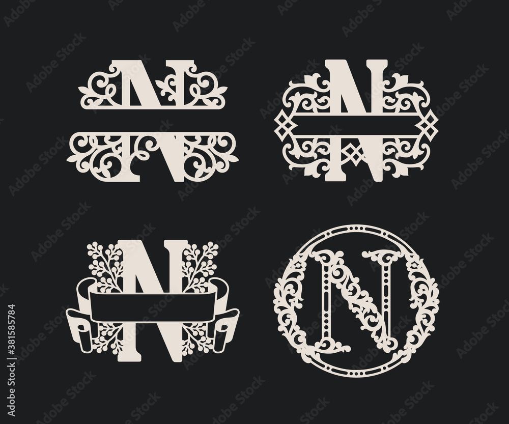 Alphabet Split Monograms, Split Letter Monogram, Alphabet Frame Font ...
