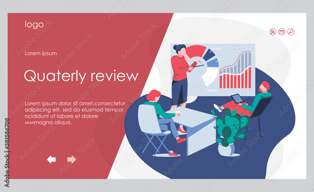 Kpi review banner template. Business team working together studying the ...