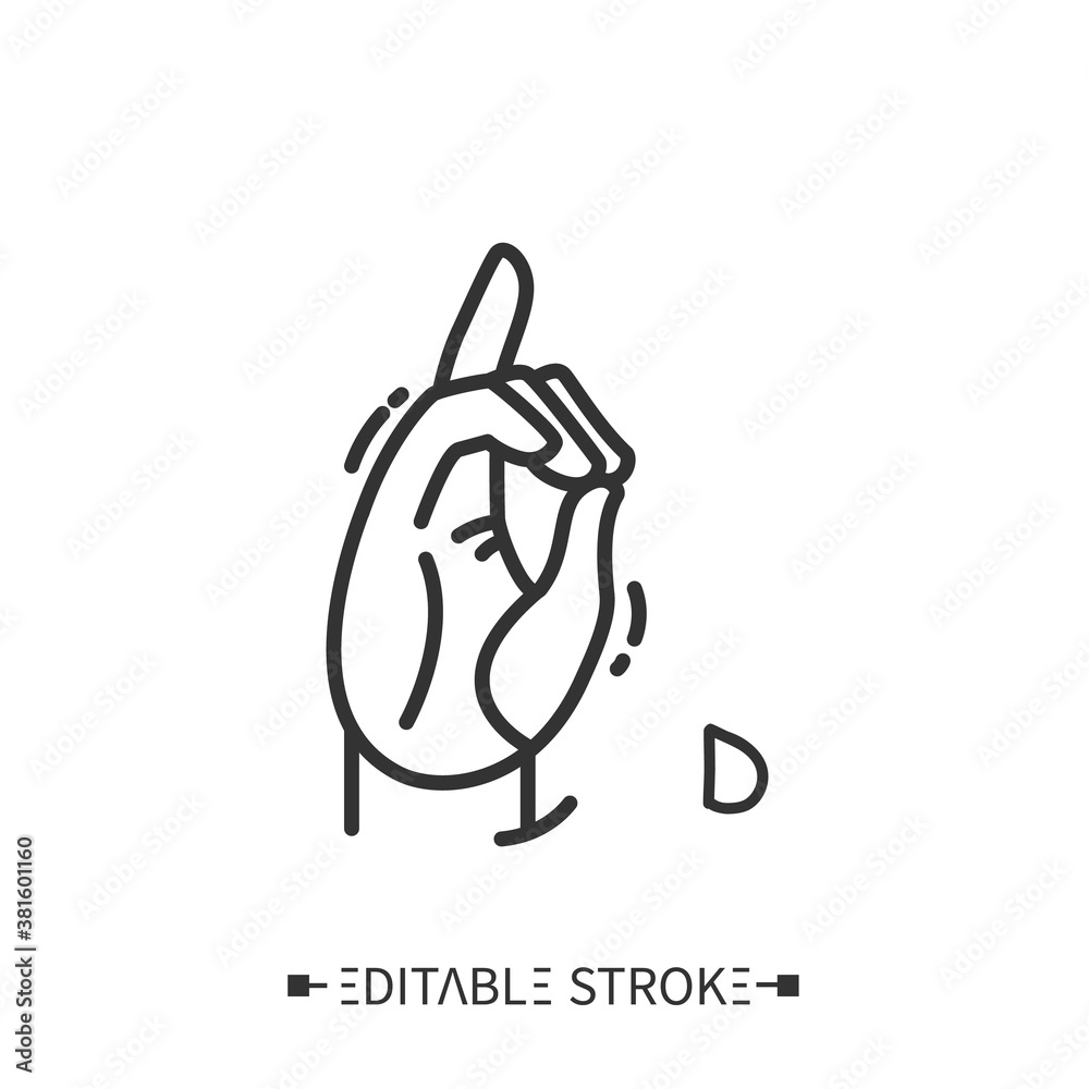 Hand gesture showing D letter line icon. Fingerspelling American ...