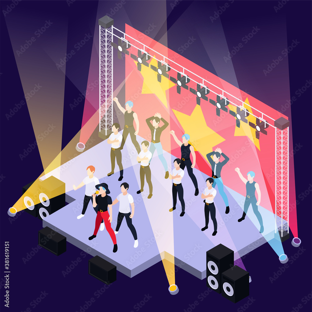 K Pop Music Isometric Background Stock Vector | Adobe Stock