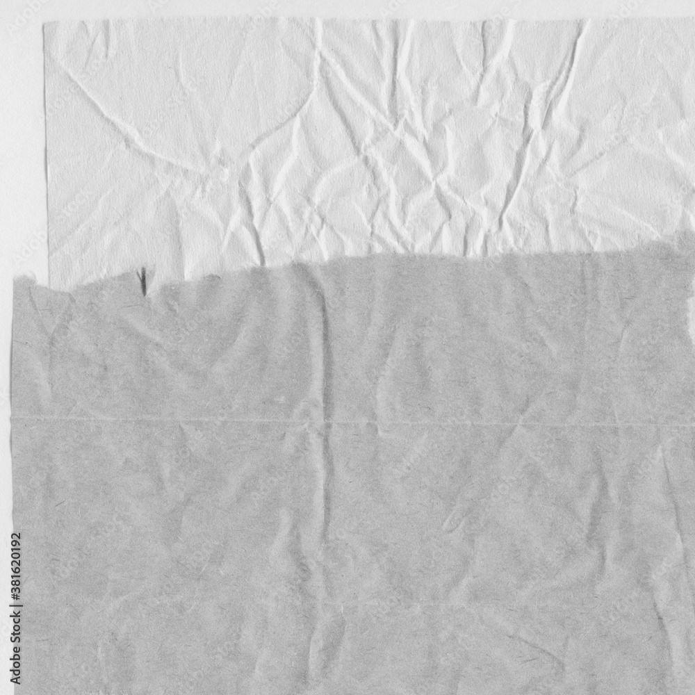 White torn paper collage close-up. Texture made from various paper and ...