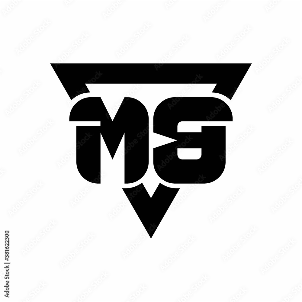 MB Logo monogram with triangle shape rounded design template Stock ...