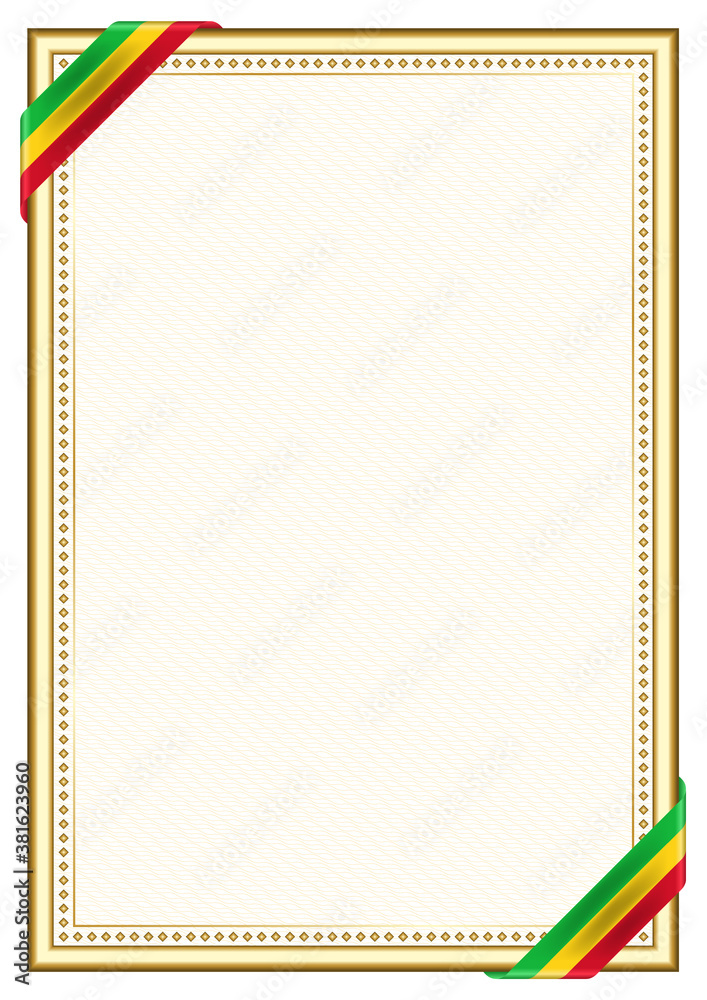 Vertical frame and border with Mali flag Stock Vector | Adobe Stock