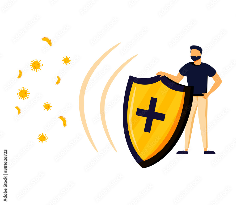 Immune system vector icon logo. Health bacteria virus protection ...