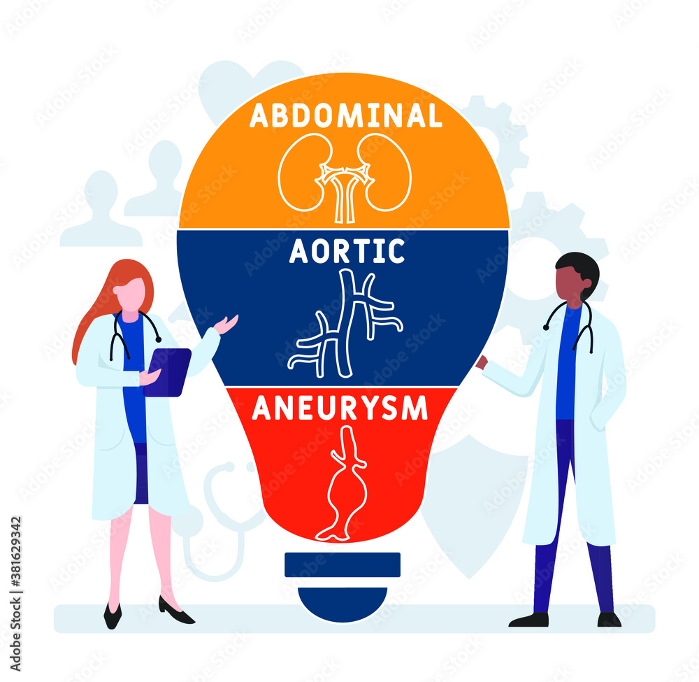 Vetor de Flat design with people. AAA - Abdominal Aortic Aneurysm ...