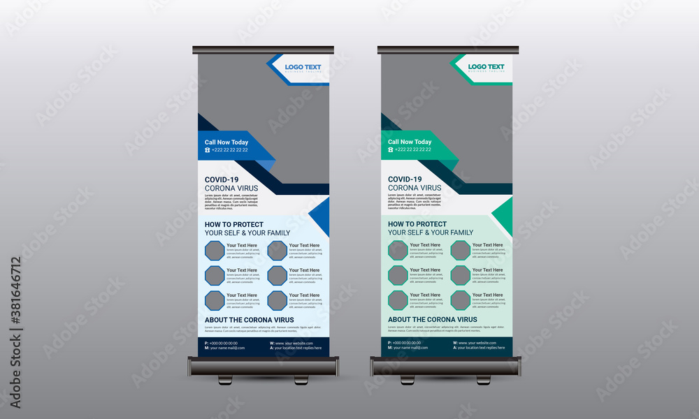 Covid -19 roll up banner design Corona Virus Banner Template Covid-19 ...