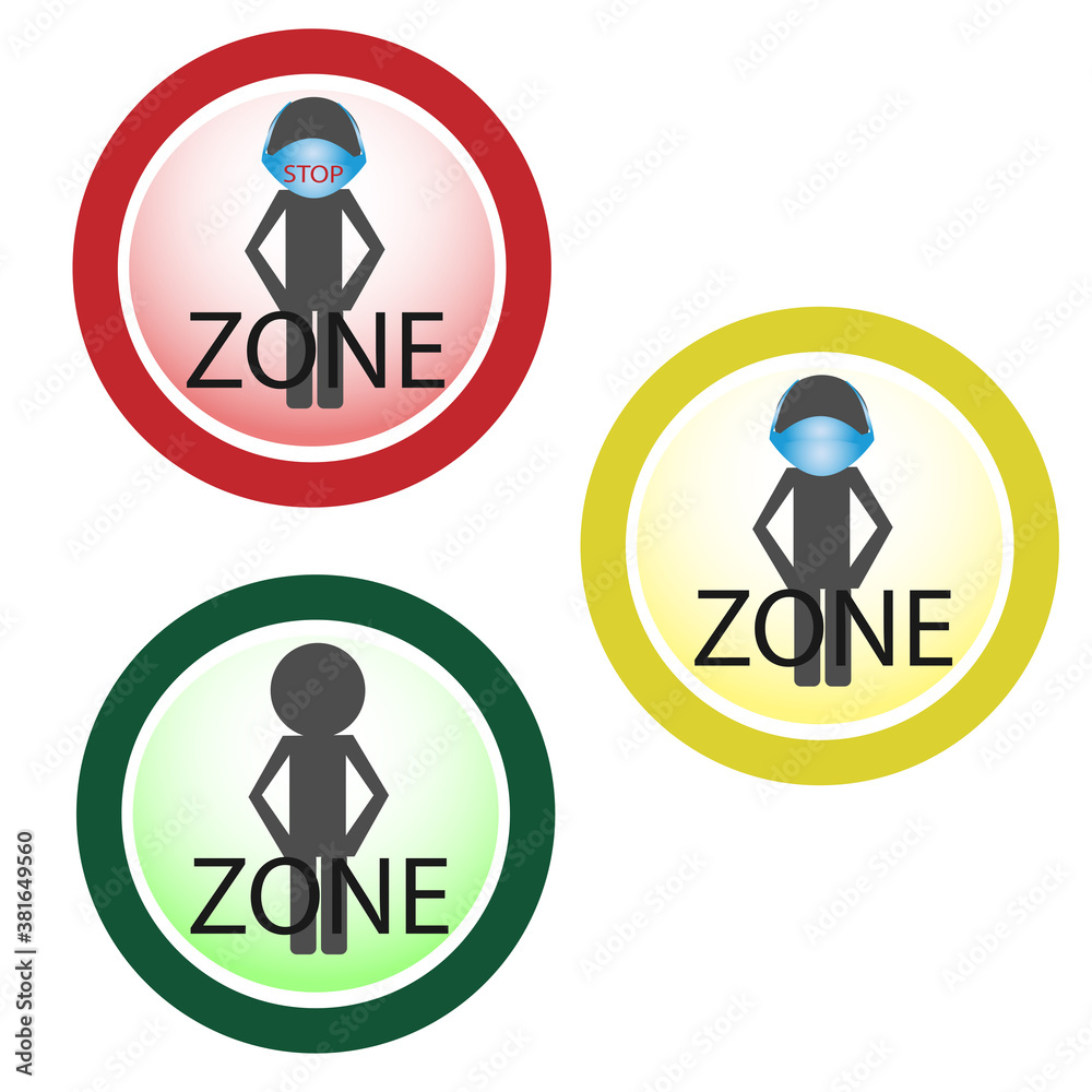 Set of icons for quarantine zones. Covid zones. Information banner ...