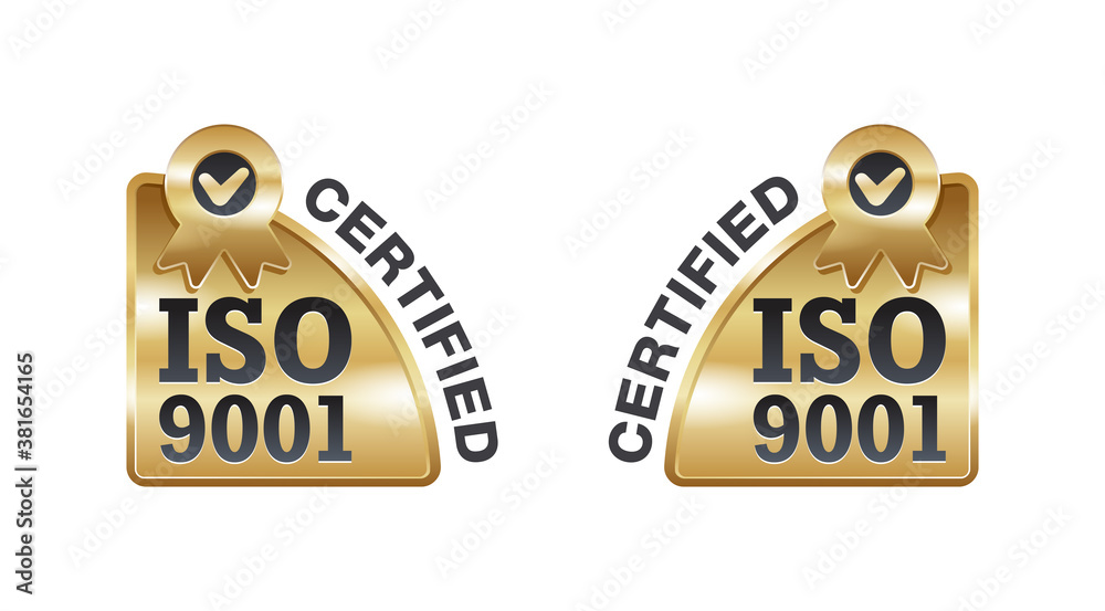 ISO 9001 gold emblem for corner placement - certification and ...