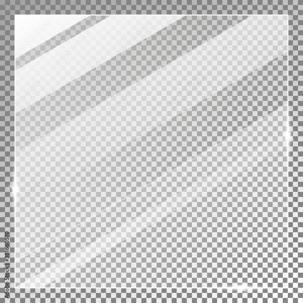 Glass plate on transparent background, clear glass showcase, realistic ...