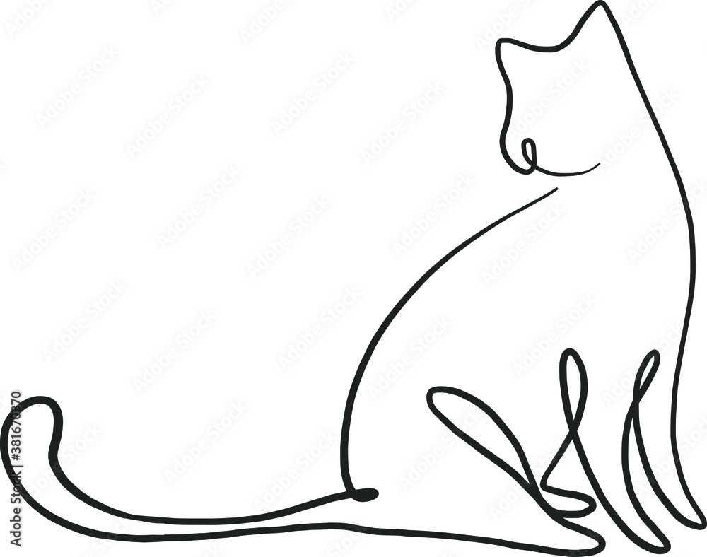 Abstract line art cat. Contemporary vector illustration Stock Vector ...