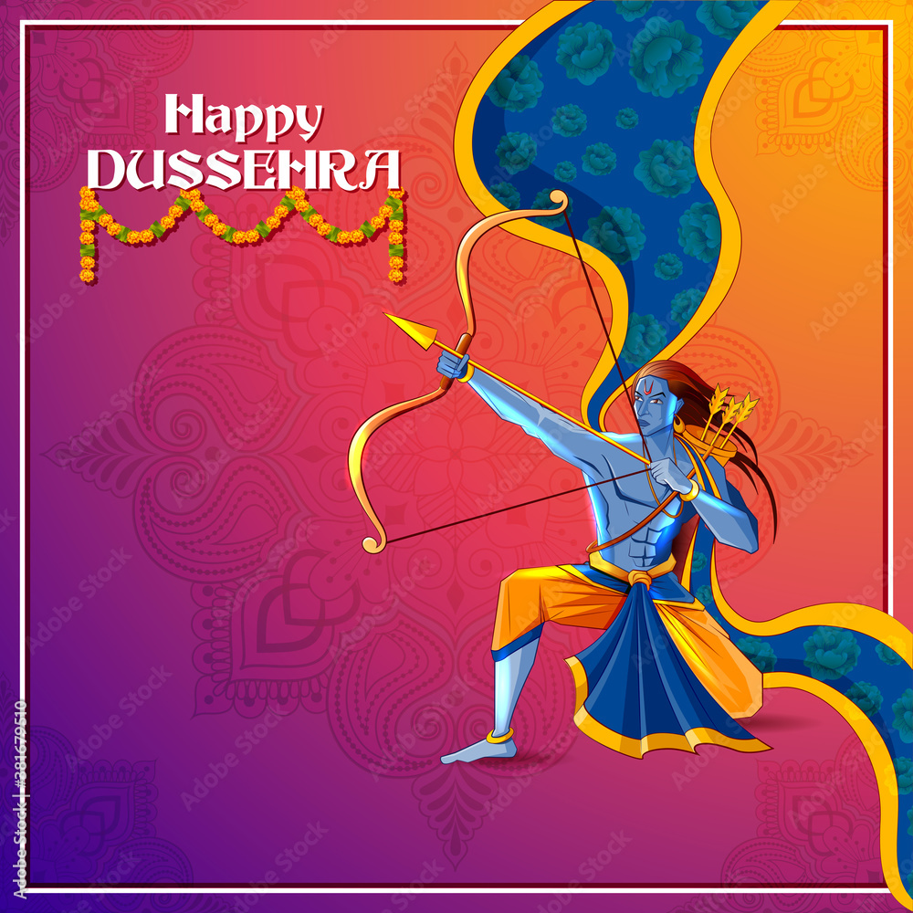 Vector Illustration Of Lord Rama Killing Ravana In Happy Navratri Vector Illustration Of Lord Rama Killing Ravana In Happy Navratri