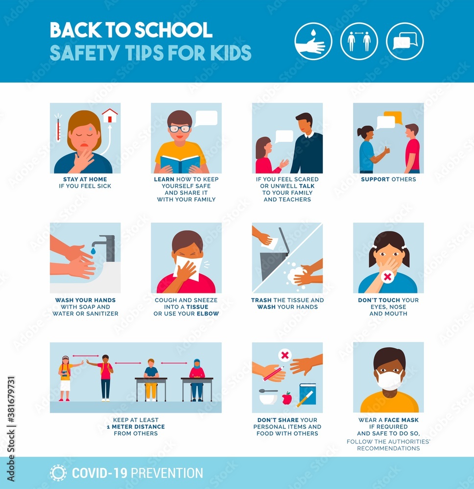 Back to school safety tips for kids Stock Vector | Adobe Stock
