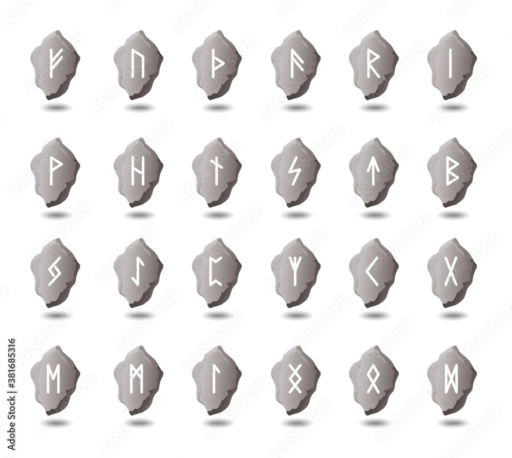 LARGE COLLECTION OF ISOLATED STONE RUNES Stock Vector | Adobe Stock