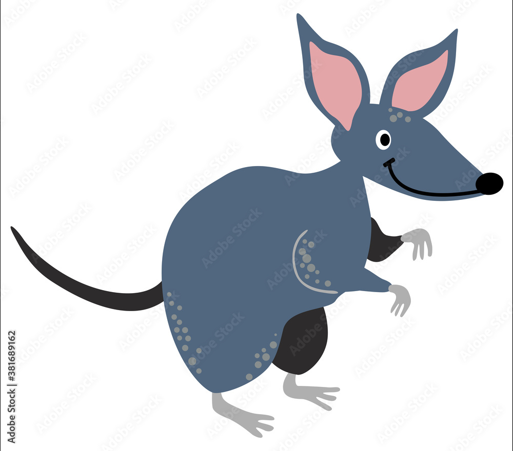 Bandicoot rabbit vector stock illustration in cute cartoon style ...