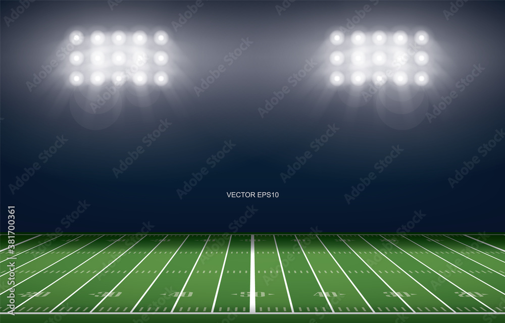 American football field stadium background. With perspective line ...
