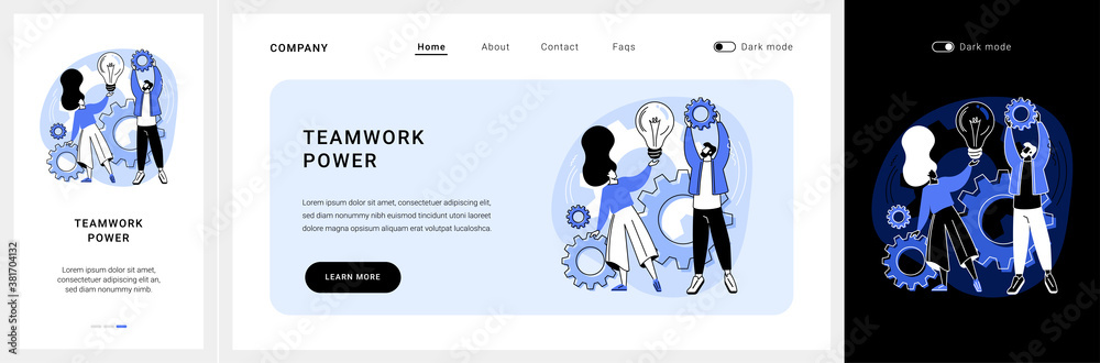 Vetor do Stock: Teamwork power website UI kit. Effective team-working ...
