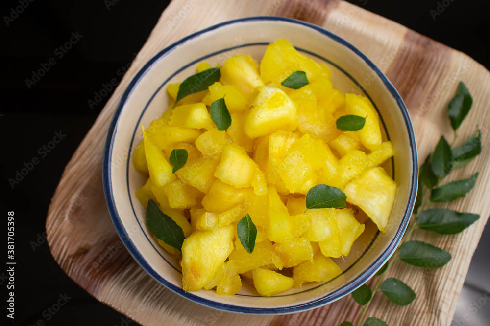 Popular traditional South Indian food cooked tapioca / cassava root ...