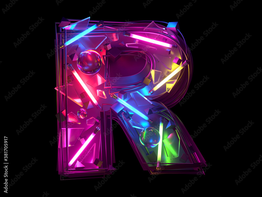 Abstract ultra neon font. Letter R. Stock Illustration | Adobe Stock