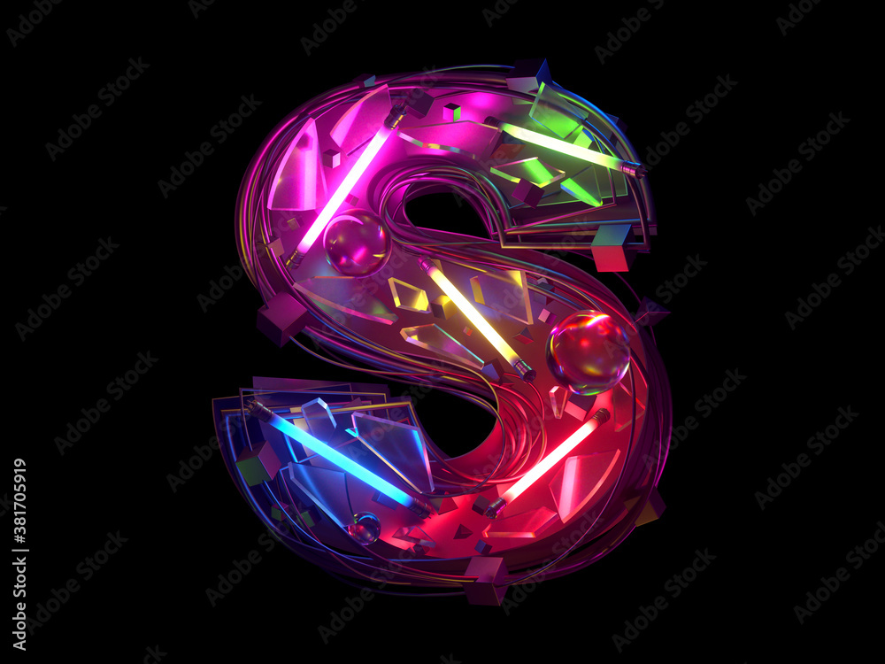 Abstract ultra neon font. Letter S. Stock Illustration | Adobe Stock
