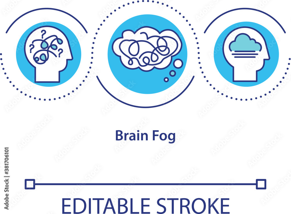 Brain fog concept icon. Clouding of consciousness, mental condition ...