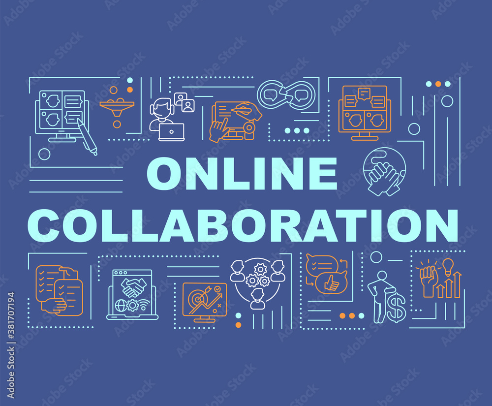 Online collaboration word concepts banner. Virtual communication ...
