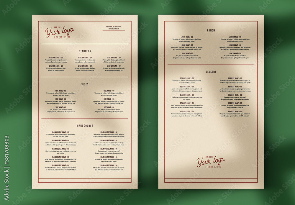 Typography Menu Design