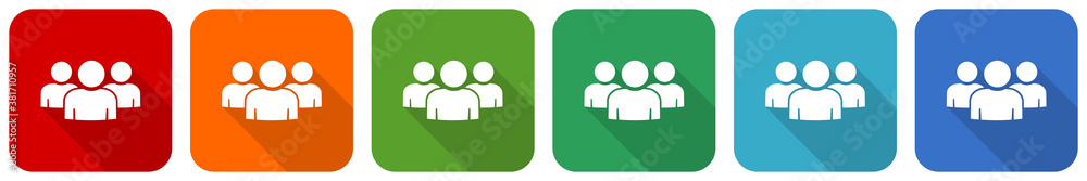 Group of people, team, teamwork icon set, flat design vector ...