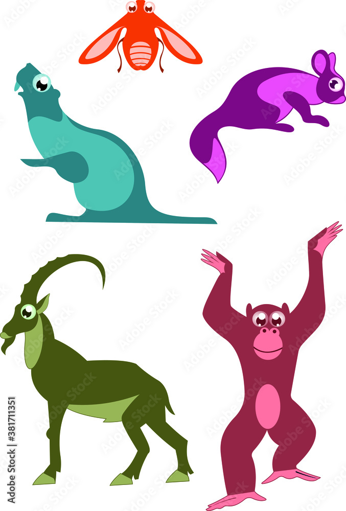 Cartoon funny animals illustration. Cartoon funny animals isolated on ...