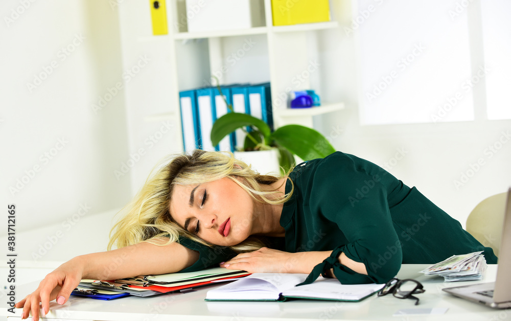Girl Falling Asleep At Work
