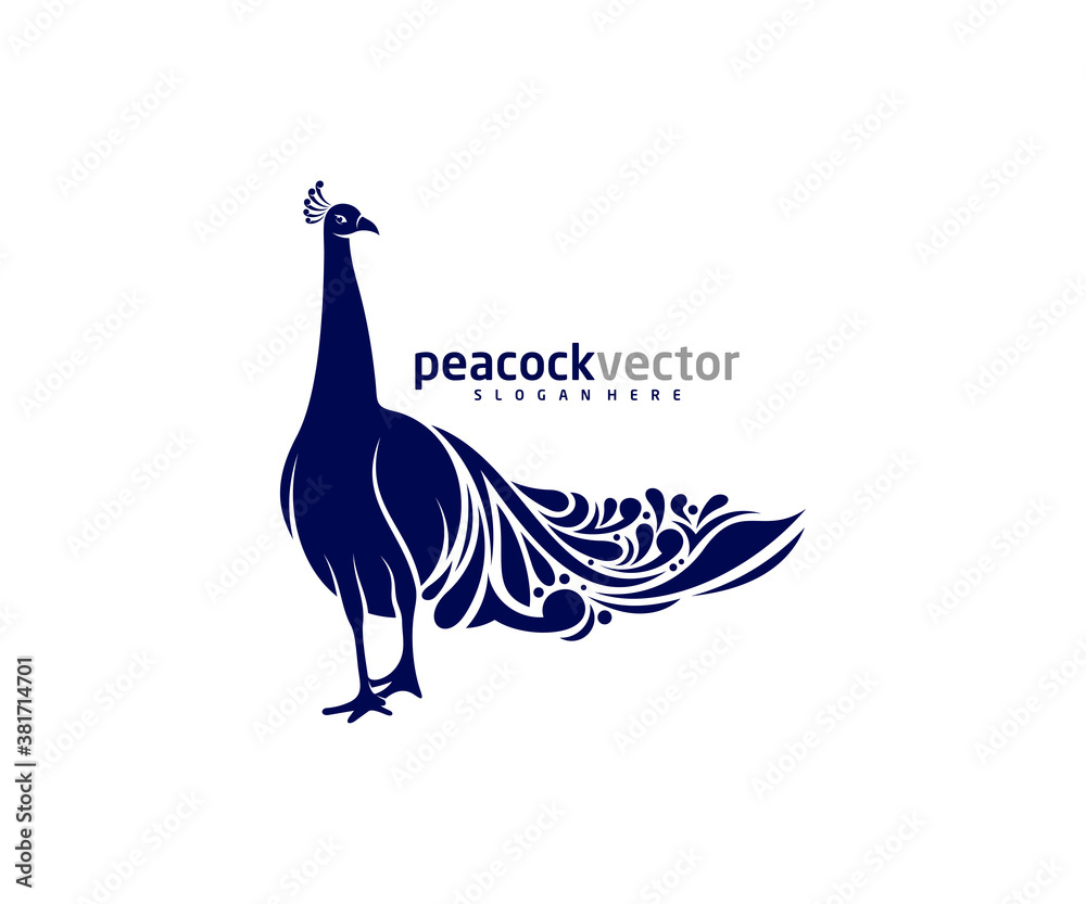 Peacock Logo Design Vector Template Peacock Bird Illustration Stock