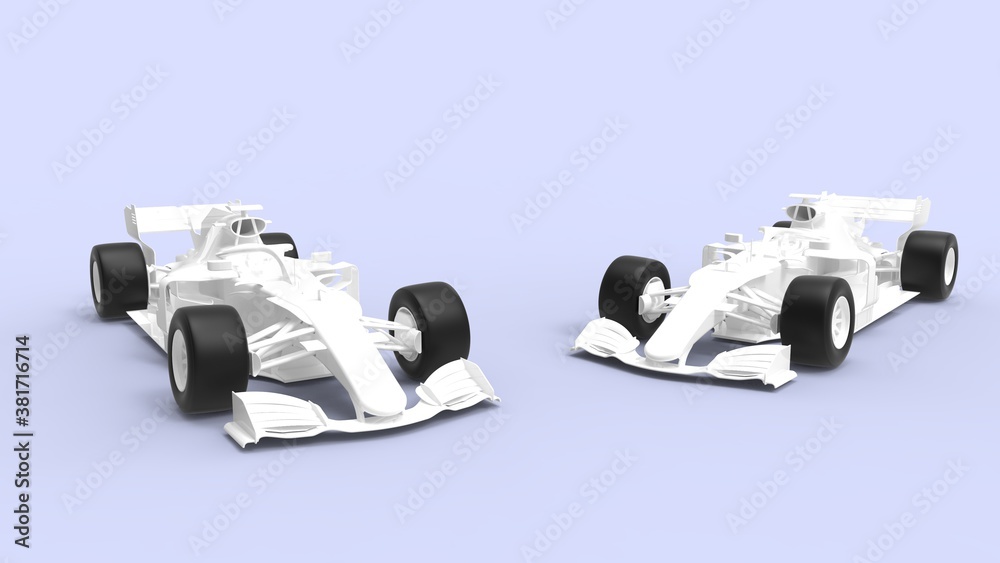 3D rendering of a sport car race car white template model isolated ...