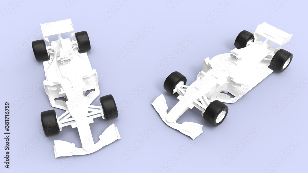 3D rendering of a sport car race car white template model isolated ...