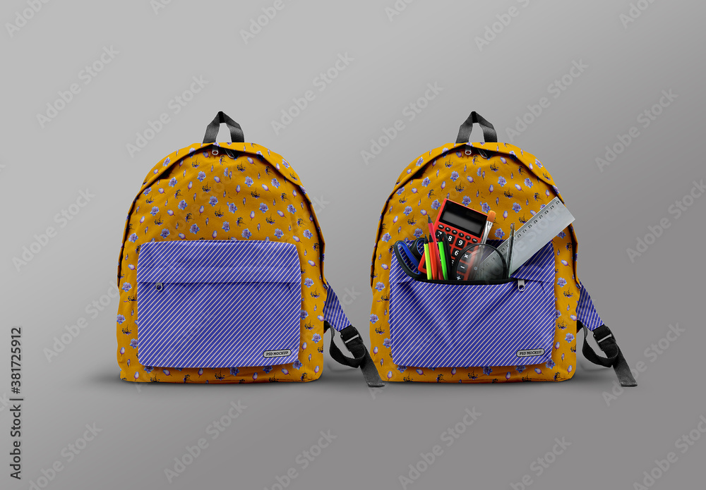 School Closed and Open Backpack Mockups Stock Template | Adobe Stock